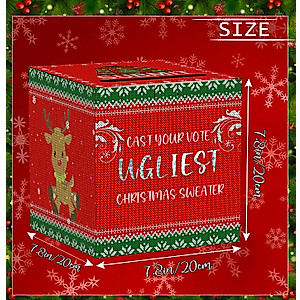 HEIPINIUYE Ugly Sweater Contest Ballot Box Voting Box for Christmas New Year Party Supplies Ugly Christmas Sweater Ballot Box
