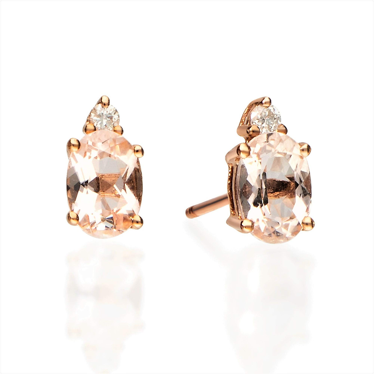 Gin & Grace 10K Rose Gold Genuine Morganite Earrings for women | Ethically, authentically & organically sourced (Oval-cut) shaped Morganite hand-crafted jewelry for her | Morganite Earrings for women