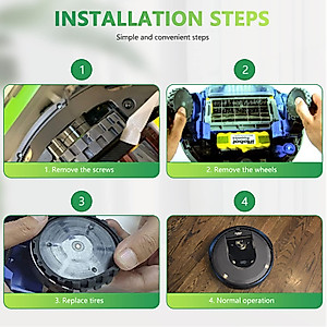 Czepa 2 Parks Tires for Irobot Roomba Wheel Series 500, 600, 700, 800 and 900 e5 e6 i7, Replacement for All IROBOT roomba Models (2 Packs)