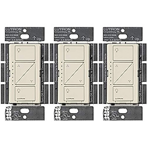 Lutron Caseta Smart Home Dimmer Switch, Compatible with Alexa, Apple HomeKit, and The Google Assistant | for LED Light Bulbs, Incandescent Bulbs and Halogen Bulbs | PD-6WCL-LA | Light Almond 3-Pack