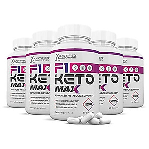 (5 Pack) F1 Keto Max 1200MG Pills Includes Apple Cider Vinegar goBHB Strong Exogenous Ketones Advanced Ketogenic Supplement Ketosis Support for Men Women 300 Capsules