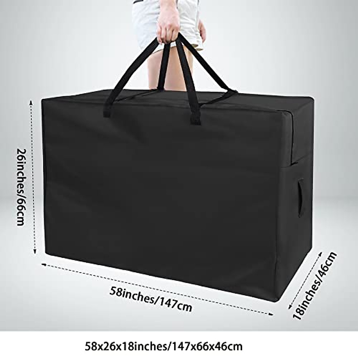 Andacar Folding Mattress Storage Bag for Tri-Fold Mattress, Fits Up for Queen 6 Inch Mattress Folding Mattress Bag - 58 X26 X18 Inches