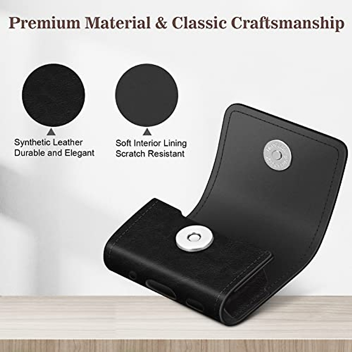 Fintie Case for AirPods Pro 2nd Generation (2022) / AirPods Pro (2019), Premium PU Leather Magnet Closure Protective Portable Cover with Metal Clasp and Keychain, Black