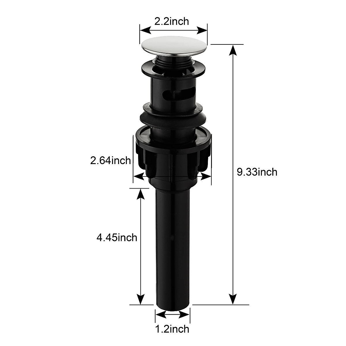 Gangang Bathroom Sink Drain with Overflow Vessel Sink Lavatory Vanity Pop Up Drain Stopper Chrome Cap, ABS Plastic Rustproof