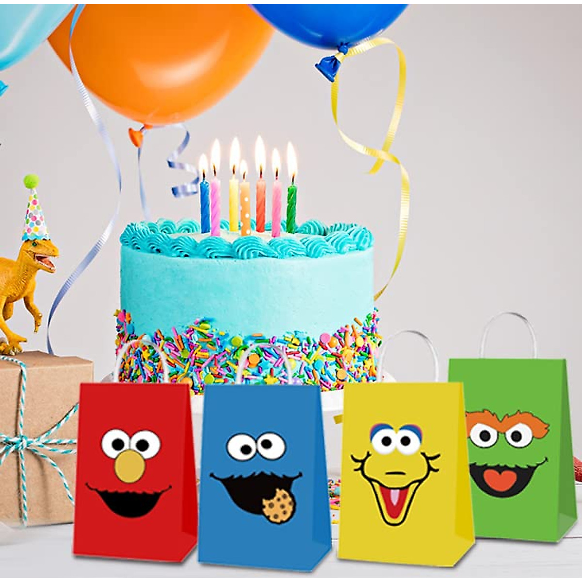 16 Packs Elmo Party Bags for Se-same Street Birthday Party Supplies, Including 4Patterns for Kids Birthday Party Decorations