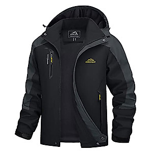 MAGCOMSEN Waterproof Jacket Men Ski Jacket Snowboard Jacket Mens Jacket Tactical Jacket Windbreaker Jacket Winter Jackets for Men Rain Jacket for Men Black
