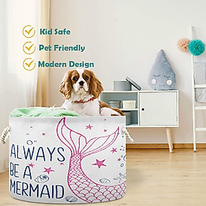 visesunny Storage Basket Mermaid Tail Nursery Hamper Basket Clothes Toy Storage Organizer Bin Box Collapsible Laundry Bag for Kid Room,Playroom,Bathroom,Living Room,Dorm,Office
