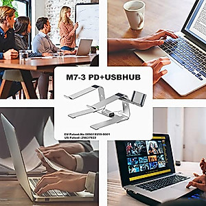 DXX Laptop Stand with Phone Holder, Aluminum Computer Riser, Ergonomic Laptops Elevator for Desk, Metal Holder Compatible with 10 to 15.6 Inches Notebook Computer