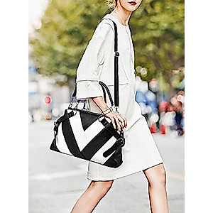 YAQUNICER Women Large-capacity Soft Synthetic PU Leather Portable Shoulder Top-Handle Handbags Tote Hobo Clutches-Black