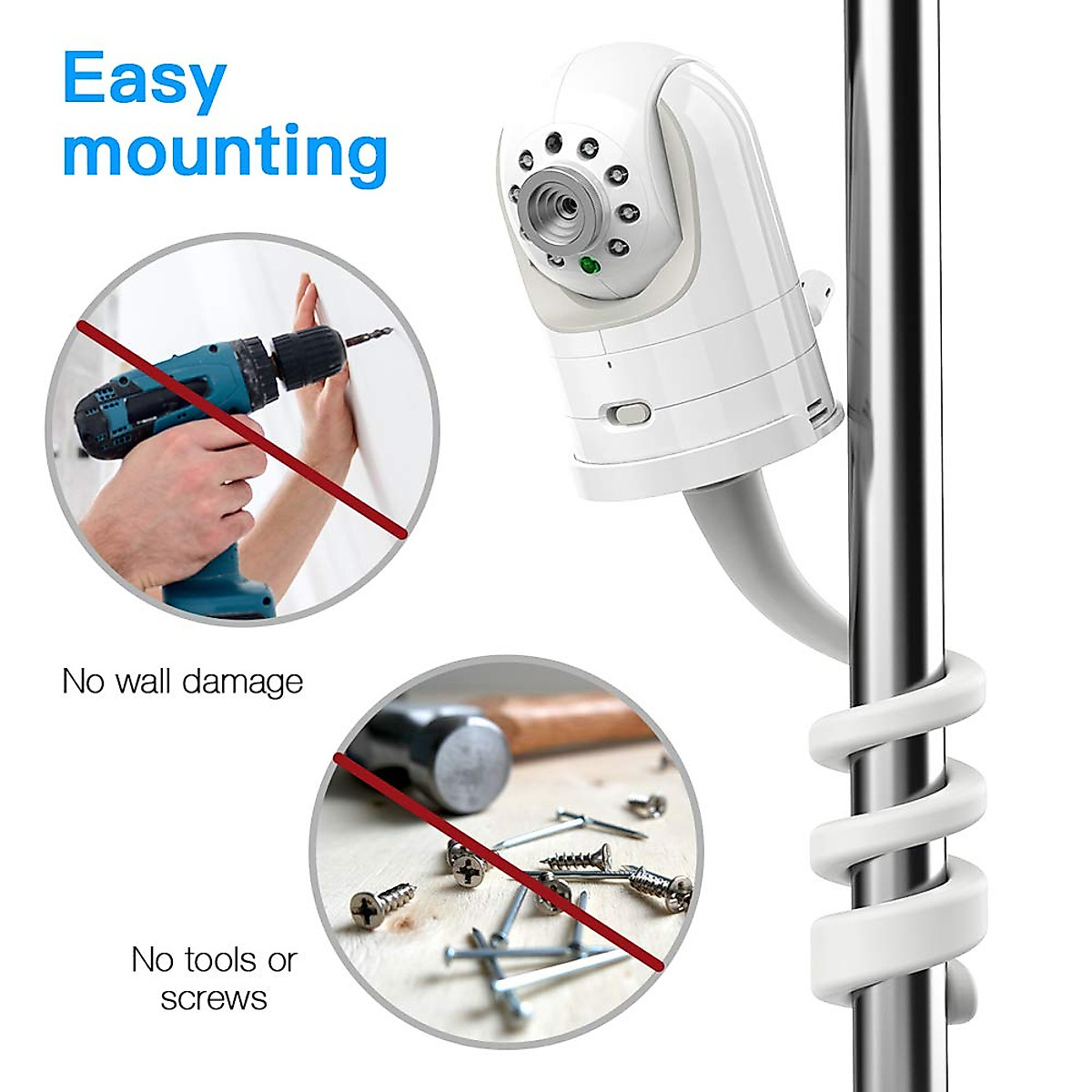 Koroao Adjustable Crib Mount for Infant Optics DXR-8/PRO/Motorola Baby Monitor, Versatile for Infant Optics Baby Monitor Versatile Twist Holder Without Tools or Wall Damage(White)