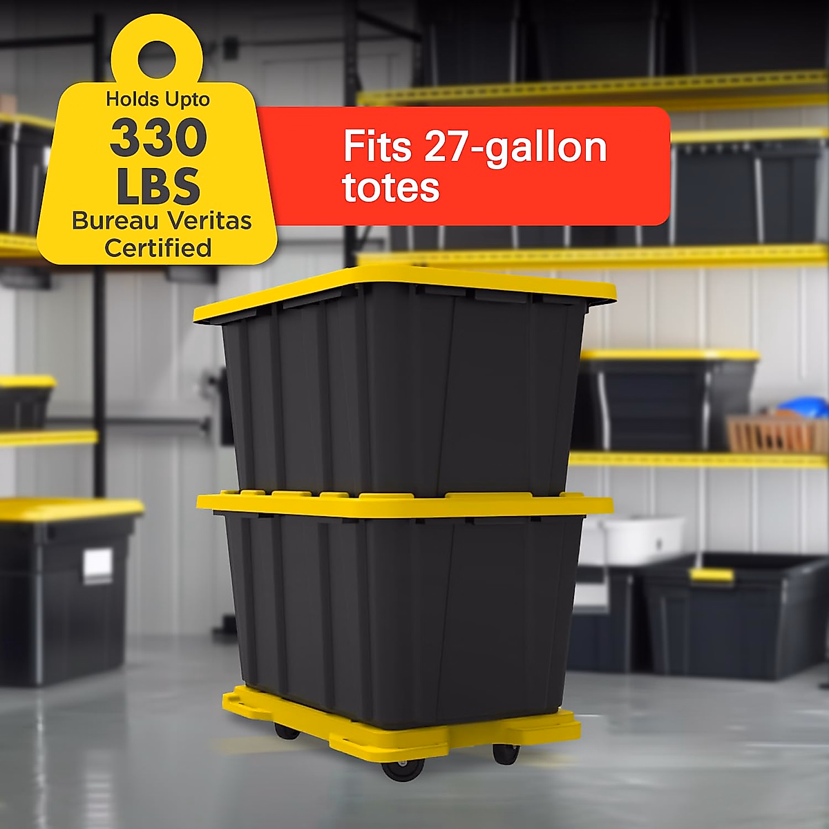 Connectable Moving Dolly | 330 lbs Capacity per Dolly - BV Certified| Anti-Slip Surface | Made of Heavy-Duty Polypropylene & Thermoplastic | Non-Marking 3” Swivel Casters | 25’’ x 17.1’’ x4.7’’