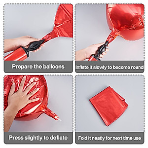 PartyWoo Red Balloons, 6 pcs Red Birthday Decorations, 22 inch Giant 4D Foil Balloons and Ribbon, Large Mylar Balloons, Metallic Red Balloons for Bachelorette Party, Bridal Shower