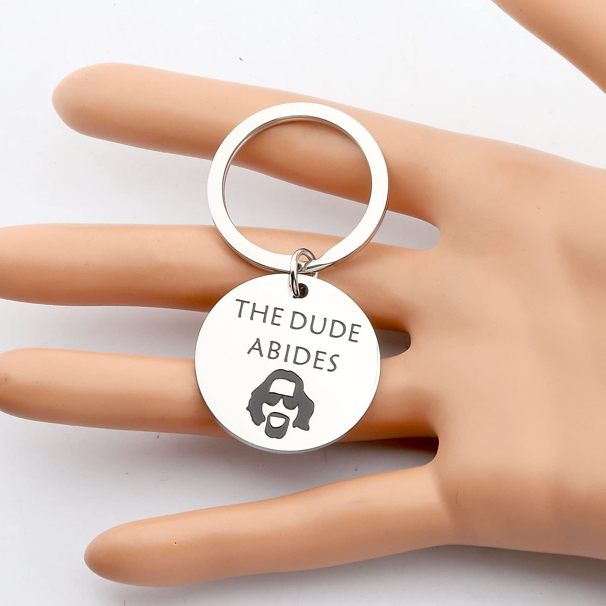 BLEOUK The Dude Gift Lebowski Inspired Keychain Crime Movie Fans Gift Bowling Gift (THE DUDE ABIDES)