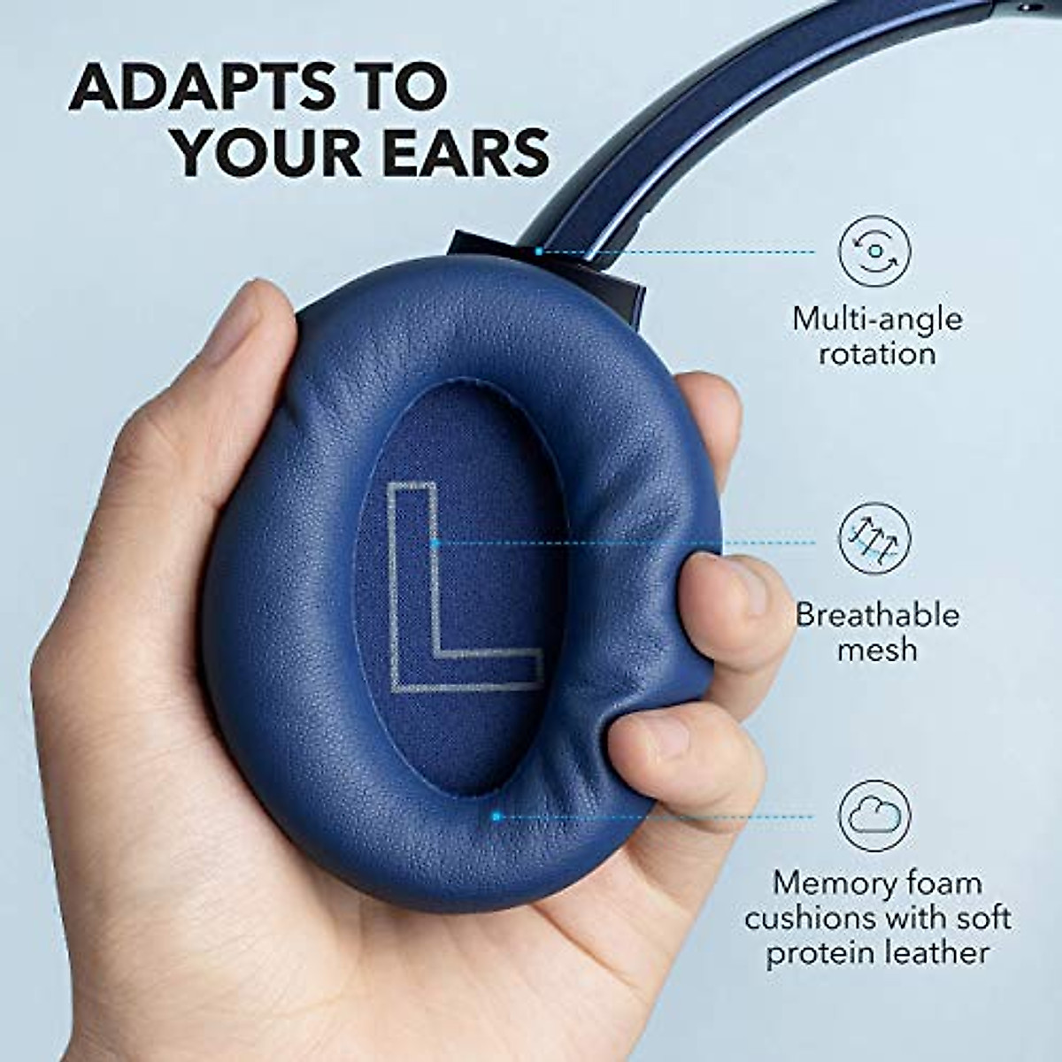 Anker Soundcore Life Q20 Hybrid Active Noise Cancelling Headphones, Wireless Over Ear Bluetooth Headphones, 40H Playtime, Hi-Res Audio, Deep Bass, Memory Foam Ear Cups(Renewed)