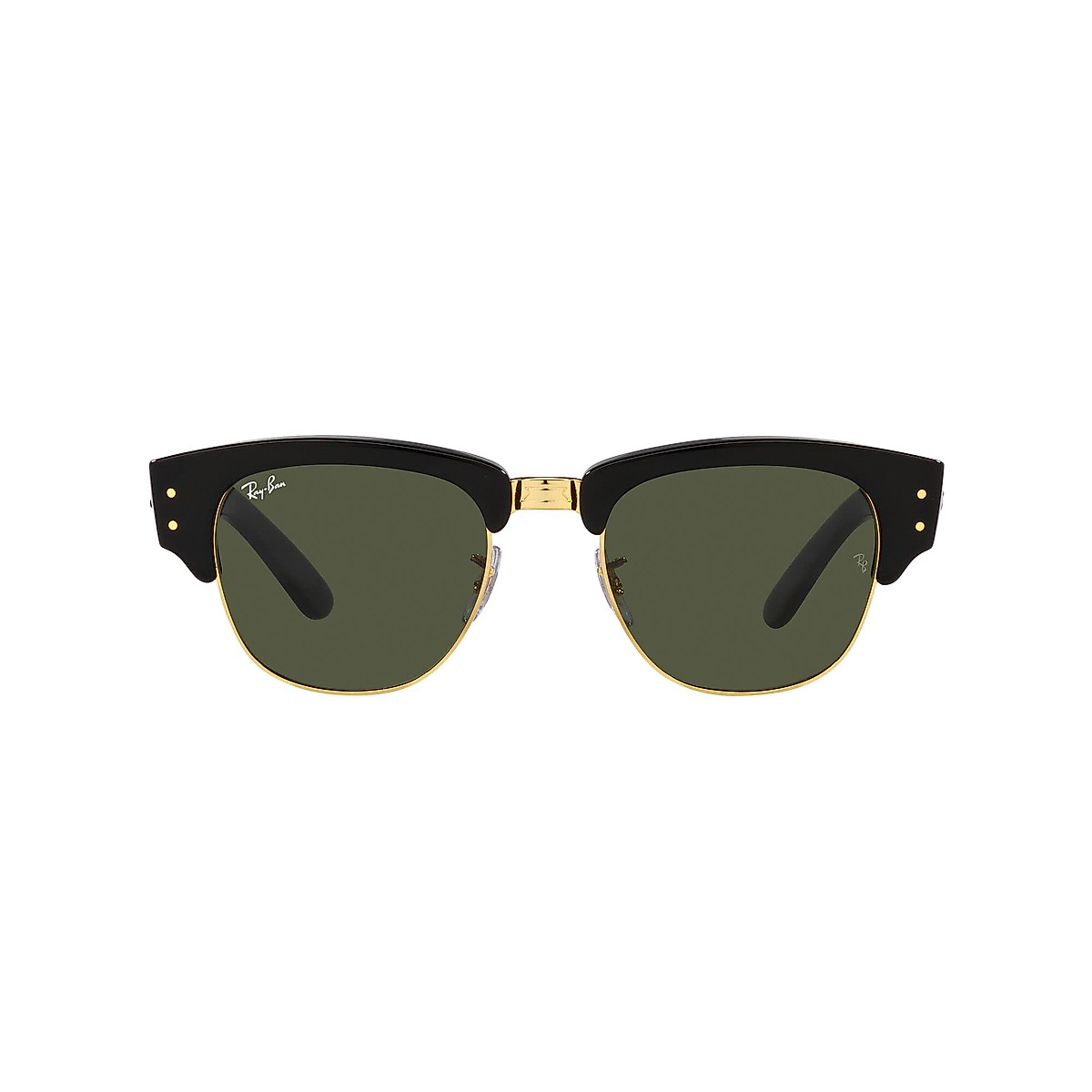 Ray-Ban RB0316S Mega Clubmaster Square Sunglasses, Black on Gold/Green, 53 mm