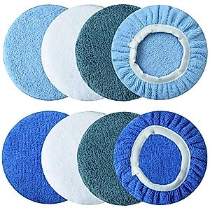Boltigen Car Polishing Bonnet Pads-8pcs 9 to 10 Inches Soft Microfiber Bonnet Buffing Pad Covers Polishing Bonnet for Most 9 to 10 Inches Car Polishers (9-10inch-8pcs 4colors)