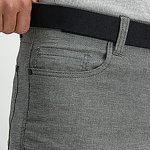 Haggar Men's The Active Series Slim/Straight Fit Flat Front Pant, String Canvas, 36 x 32