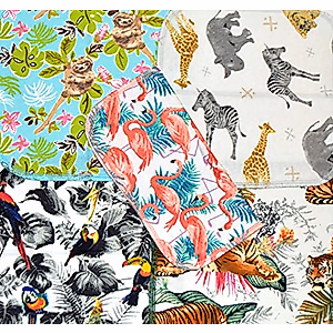 1 Ply Printed Flannel Little Wipes 8x8 Inches Set of 5 Zoological Wildlife