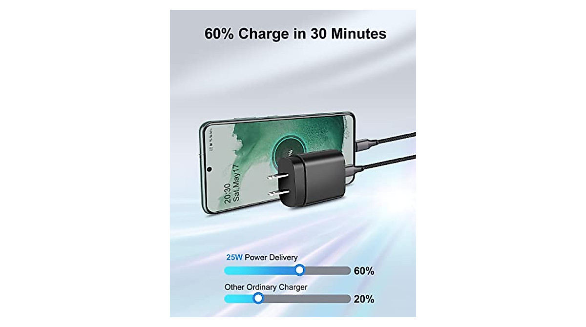 Super Fast Charger Type C 2-Pack - 25W USB C Fast Charging Kit