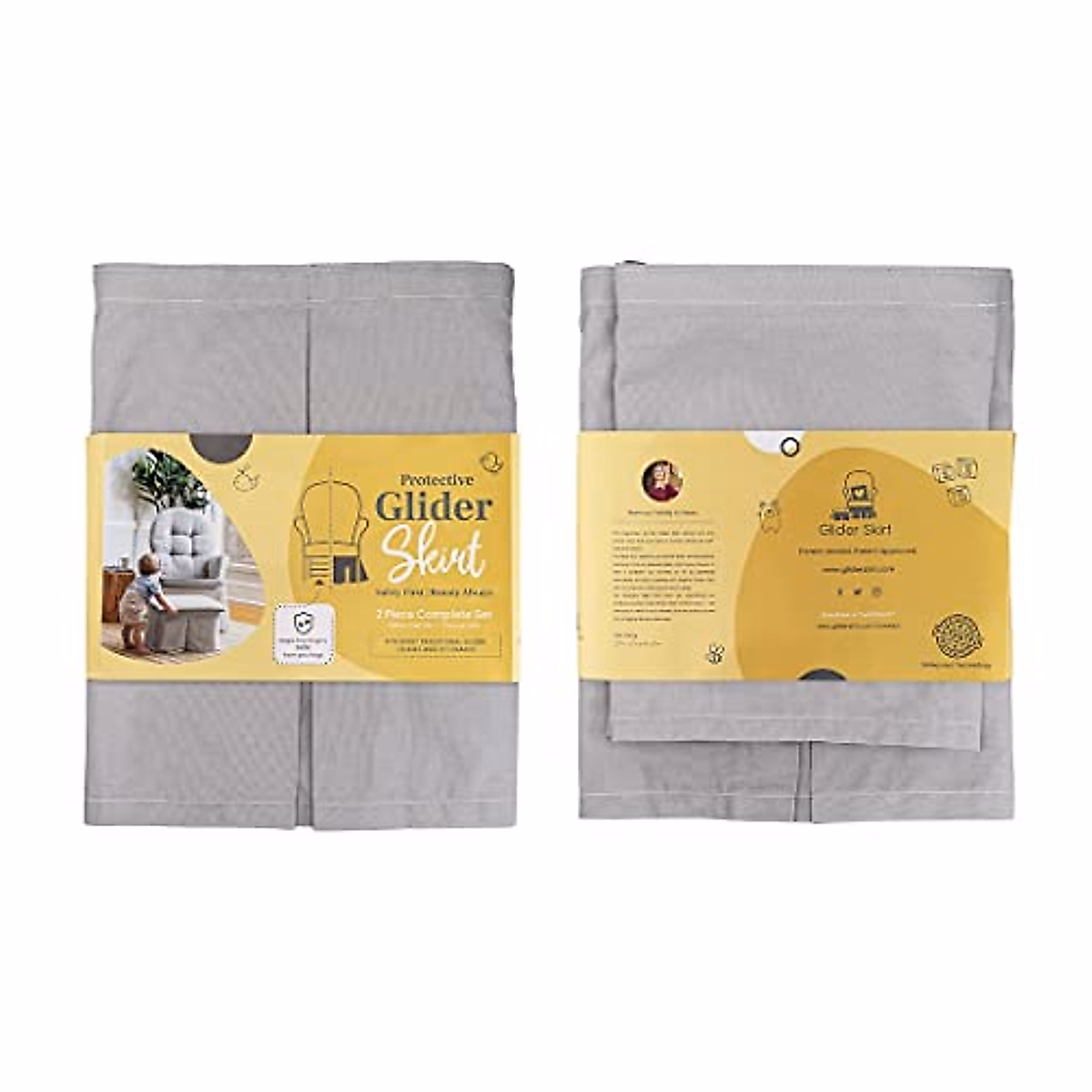 Glider Skirt, Universal Fit Safety Skirt for Glider Chair and Ottoman for Nursery, Baby Proofing Pinch Guard, Glider Chair and Ottoman Sold Separately, Lunar Grey Color