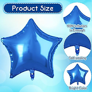 40 Inch Dark Blue Number Balloons 15, Large Royal Light Blue 15 Helium Foil Mylar Balloon, Globos Azules Self Inflating Silver Star Number 15 Balloon for Boys 15th Birthday Party Graduation Decoration