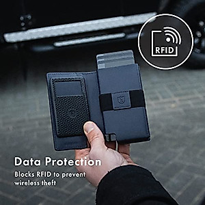 Ekster Parliament Leather Wallet for Men | LWG-Certified Minimalist Wallets with RFID Blocking Layer | Slim & Modern Aluminum Wallet with Push Button for Quick Card Access (Navy)