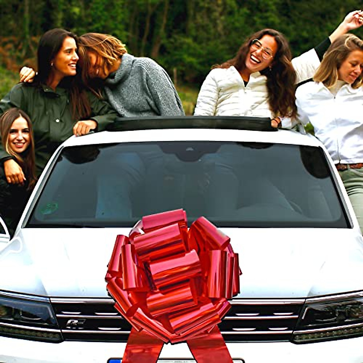 BESCRCL Big Red Car Bow, Extra Large Bow 16in for Car Gift, Giant Birthday Presents Bows, Christmas Presents, Large Gift Decoration Bows