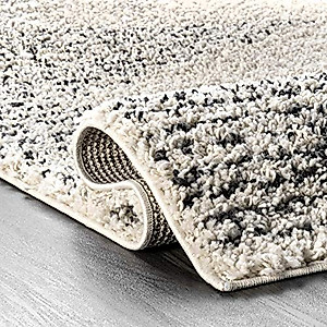 nuLOOM Scarlette Abstract Diamonds Shag Area Rug, 10' 2" x 14', Off-white