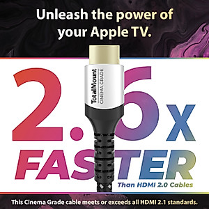 TotalMount Cinema Grade – Gold-Plated HDMI Cable for Apple TV – HD, 4K, 8K, and 10K – Full Apple TV Compatibility (6 Feet)