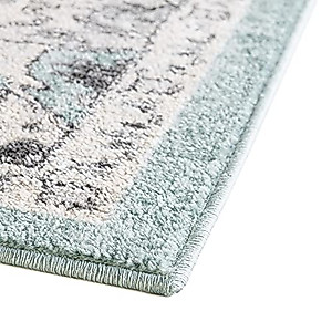 Unique Loom Parker Collection Area Rug - Kokulu (10' x 14' Rectangle, Aqua/Beige)