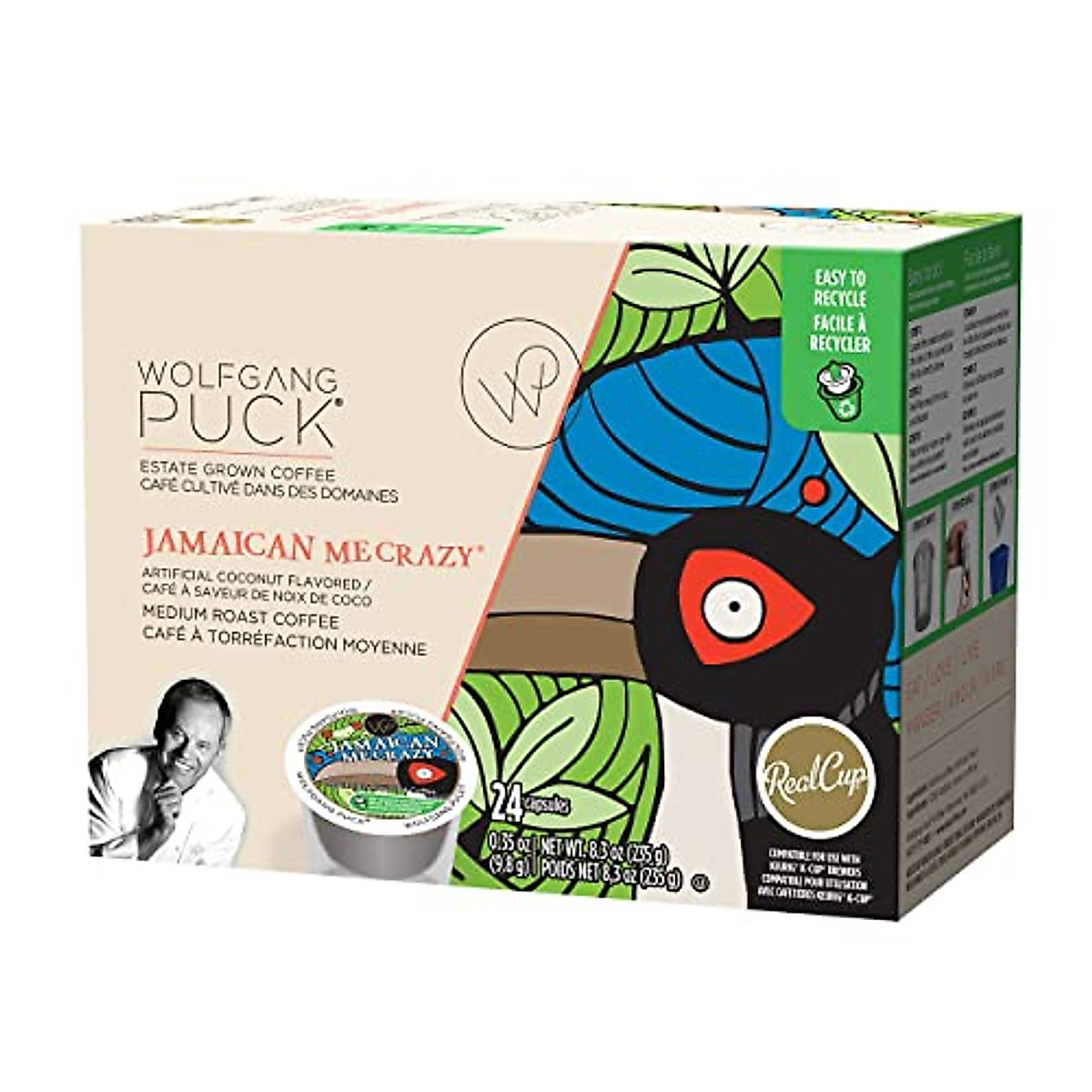 Wolfgang Puck Coffee, Keurig KCups for Keurig Brewers, White, Jamaican Me Crazy, 24 Count (Pack of 1)