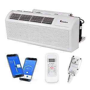 Klimaire PTAC 12,000 BTU Air Conditioner Heat Pump R-32 with Remote Control & 3.5 kW Electric Heater -230V