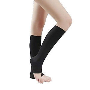Padaleks Women’s Open Toe Calf-High Socks, 2 Pairs, Compression Socks for Women and Men, Stockings for Runners, Nurse, Plantar Fasciitis, Hiking, Athletic