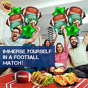 Ceenna 14 Pcs Football Party Decorations with 10 Football Balloons Foil Football Field Balloons 4 Disposable Football Tablecloth 51''x86'' Plastic Touchdown Table Cover for Tailgate Game Day Birthday
