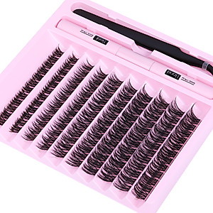 Lash Extension Kit 120 Pcs Lash Clusters DIY Eyelash Extension with Waterproof Lash Bond and Seal and Lash Applicator for Individual Cluster Lashes Extensions Kit by ALPHONSE (8-16MM)