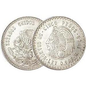 Mexico 1948 Silver Cuauhtemoc Five Peso Coin