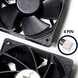Dracaena 2 Pack Replacement Bitmain Fan for Antminer S9, T9, Z9, D3, E3, X3, L3+, 4pin, 120X120X38mm Cooling Fan, DC12V, 2.1A, 209CFM, 6000RPM, 65.2 dBA