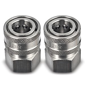 3/8 Quick Connect Fittings by ESSENTIAL WASHER - Set of 2 – 3/8 Inch Female Stainless Steel Pressure Washer Quick Connect Fittings - Quality Pressure Washer Quick Connect Kit 2-Pack