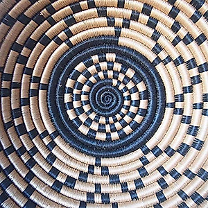African Basket- Kitale/Rwanda Basket/Woven Bowl/Sisal & Sweetgrass Basket/Black, Tan