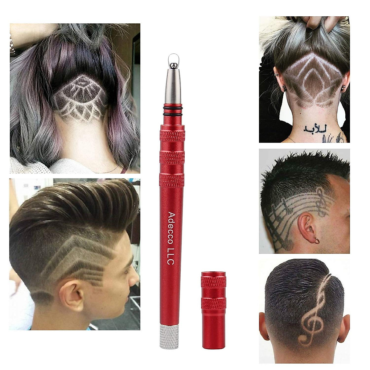 AHIER Hair Razor Pen, Hair Tattoo Trim Styling Face Eyebrow Shaping Device, Engraved Pen with 20 Blades, DIY Hair Styling Eyebrows Beards Razor Tool (pen with blade)