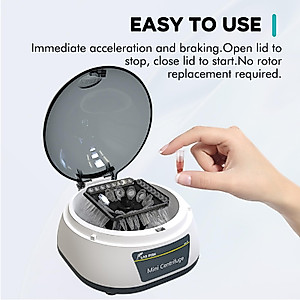 LAB FISH Mini Centrifuge Machine 7000 RPM 3286 xg RCF Microcentrifuge W/ 3-in1 Rotor 0.2ml/0.5ml/1.5ml/2ml Tubes for Laboratory