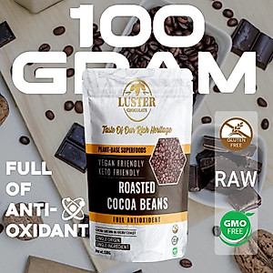 Luster Chocolate Roasted Cocoa Beans 100 g Chocolatey Flavor from Organic Cacao Beans - Non GMO & Gluten Free