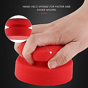 SPTA Tire Shine Applicator, 6Pcs Foam Applicator Pads, Round Shape Side Pressing Hand Polishing Sponge Pads Kit Tire Shine Applicator Pad Tire Dressing Applicator Pad for Applying Tire Shine