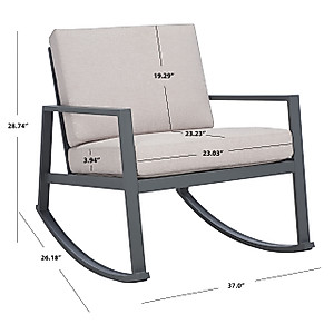 SAFAVIEH PAT7727B Outdoor Collection Cantor Light Grey Cushion Rocking Chair