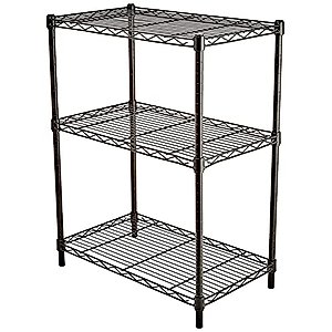 Ymlpre 3 Tier Shelving Unit NSF Wire Shelf Metal Large Storage Shelves Heavy Duty Height Adjustable Commercial Grade Iron Utility Layer Rack Organizer, 23.6x13.8x33.5, 3-Tier 33.5inch