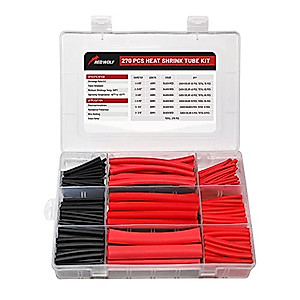 RED WOLF Heat Shrink Tubing Kit, 3:1 Shrinkage Ratio, Adhesive Lined Electrical Cable Harness Heat Shrink Tube Marine Grade for Wire Wrap Connection Insulation 270 PCS Black Red Waterproof