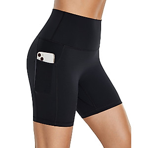 VANTONIA Biker Shorts for Women High Waist - 6'' Womens Gym Workout Yoga Shorts with Pockets Spandex Shorts Black X-Small
