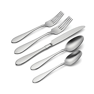 Oneida Satin Vertex 20 Piece Everyday Flatware, Service for 4 18/0 Stainless Steel, Silverware Set