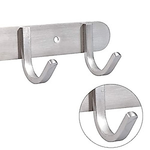 Sagmoc Coat Hook Rack Brushed Nickel 8-Inch Coat&Towel Hook Rail Wall Mounted with 3 Hooks, Durable Wall Hangers for Bedroom, Bathroom, Foyer, Hallway (SUS304 Stainless Steel)