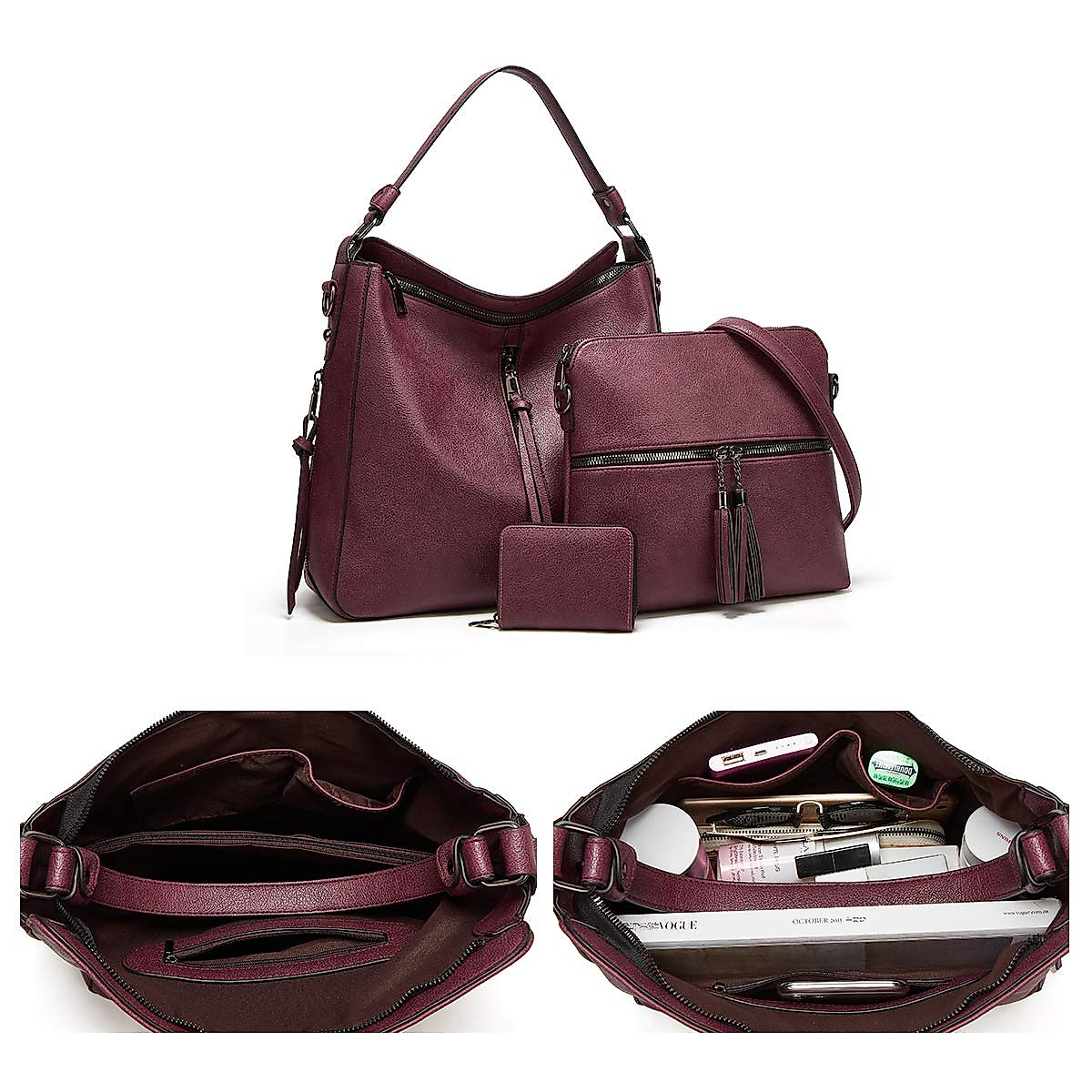 Women Fashion Handbags Wallet Tote Bag Shoulder Bag Top Handle Satchel Purse Set 3pcs